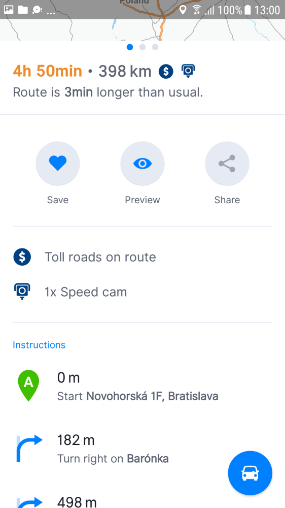 Starting the route - New Sygic GPS Navigation for Android - 20.x
