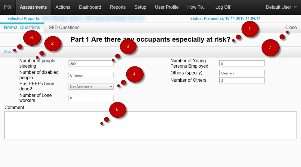 HOW TO ENTER ASSESSMENT QUESTIONNAIRE - Fire Safety System - 1