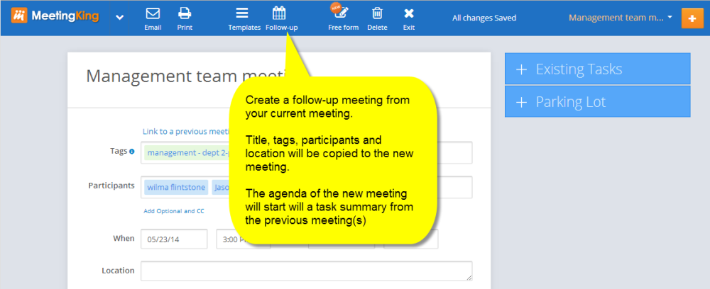 Creating a new meeting - MeetingKing - 2