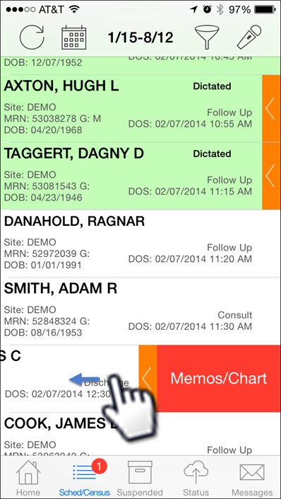 a: Accessing Patient Memo screen - CH Mobile User Guide - 2