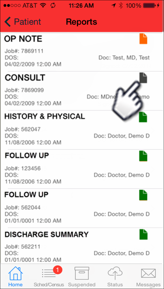 c: View a previous report while dictating - CH Mobile User Guide - 2