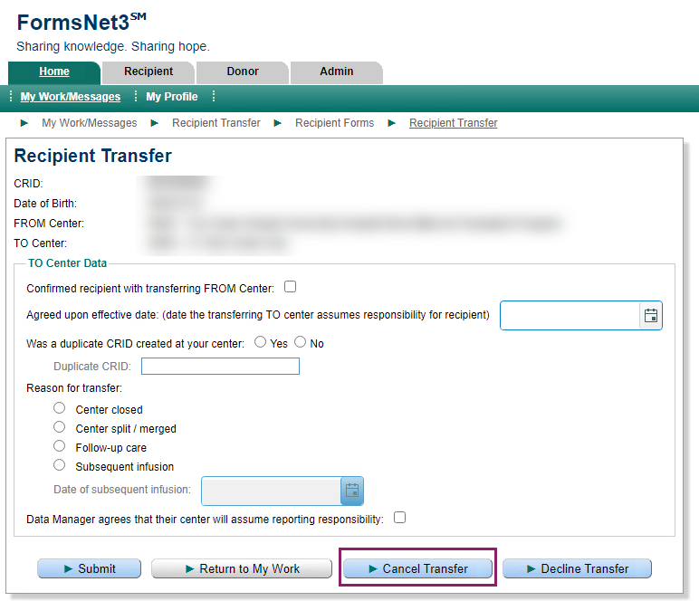 Canceling a Transfer - FormsNet3 Training Guide - 1