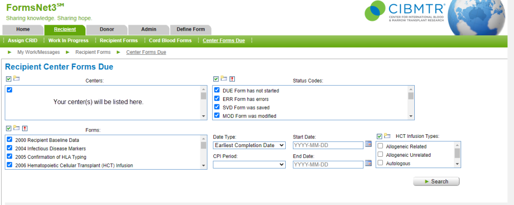 Center Forms Due - FormsNet3 Training Guide - 1