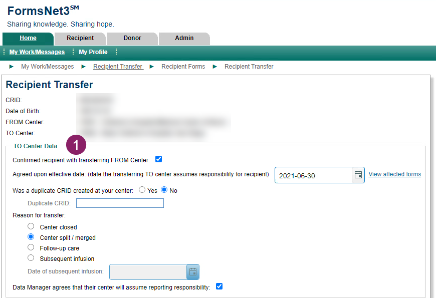 Completing the Transfer - FormsNet3 Training Guide - 1