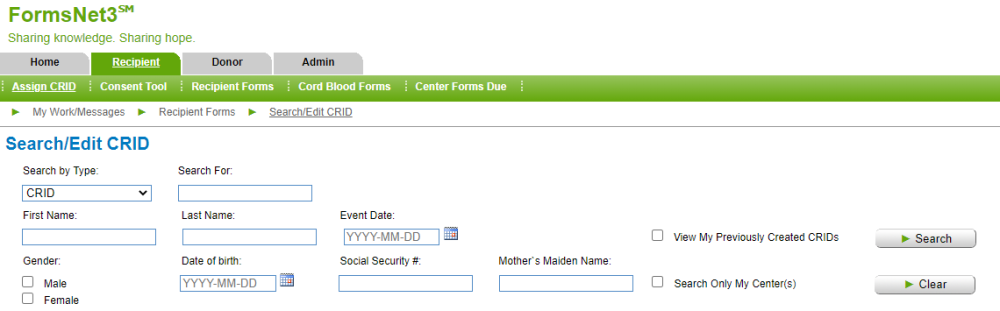 Search for a CRID - FormsNet3 Training Guide - 1