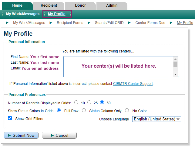 My Profile - FormsNet3 Training Guide - 1
