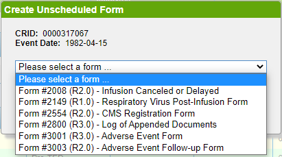 Create an Unscheduled Form - FormsNet3 Training Guide - 1