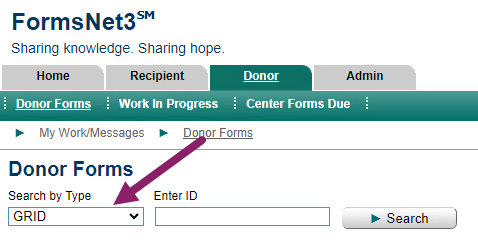 Search for a GRID - FormsNet3 Training Guide - 1