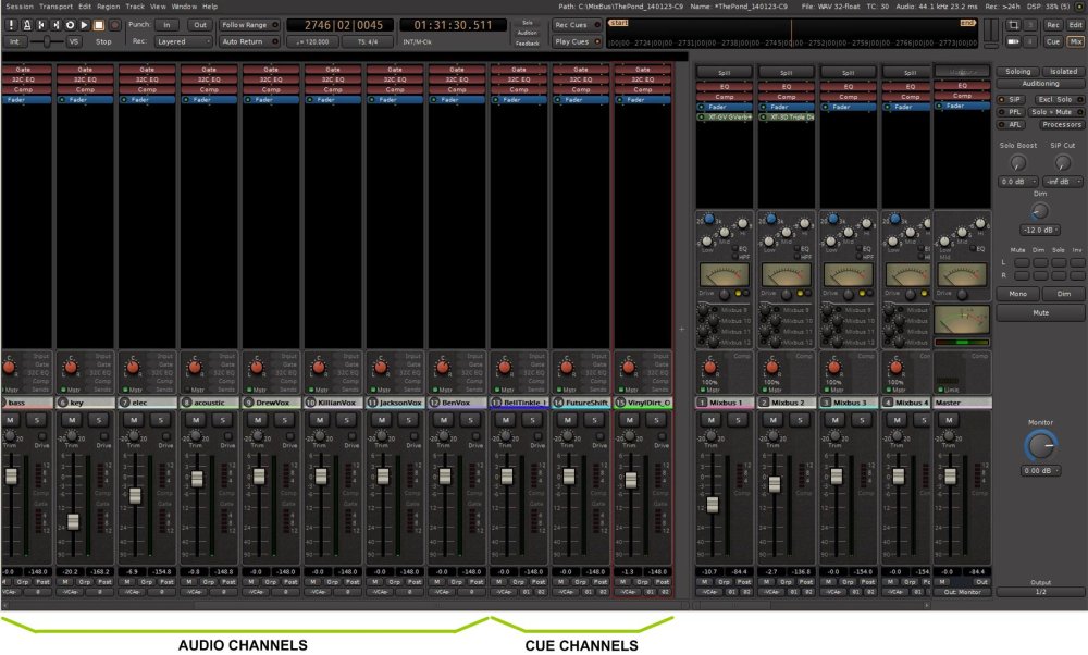Cue Window Overview - Mixbus - 10