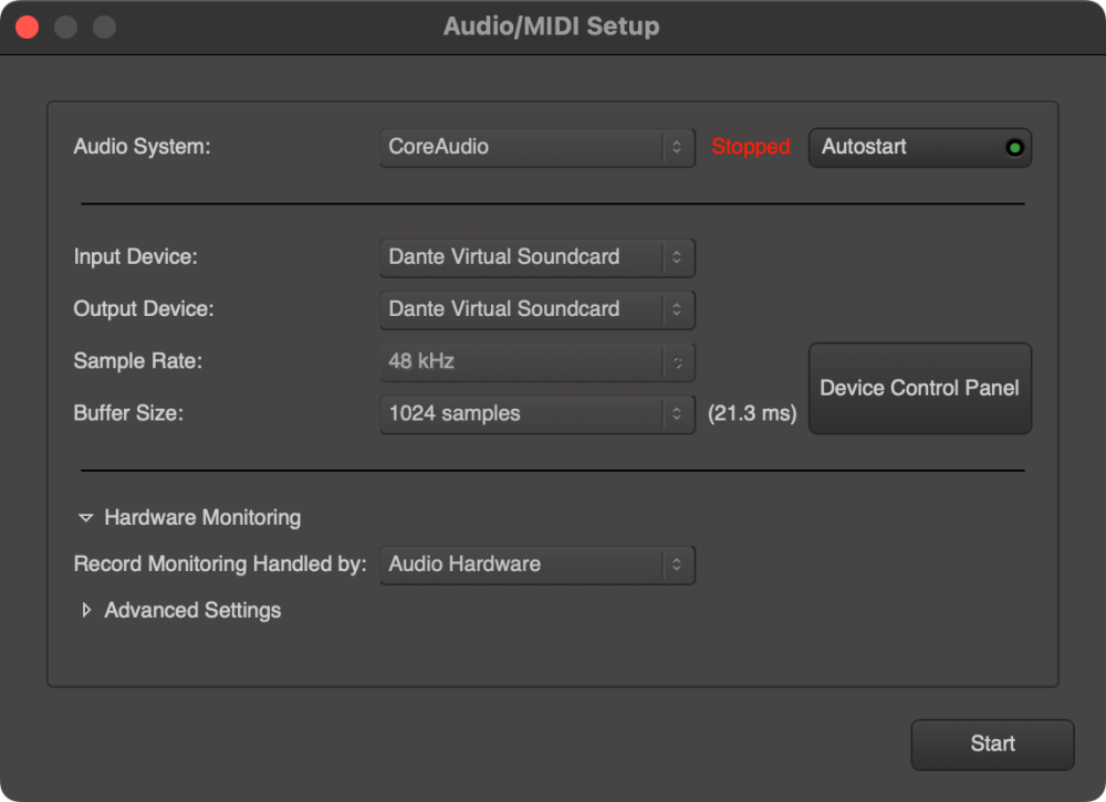 Audio/MIDI Setup Dialog - Mixbus - 11