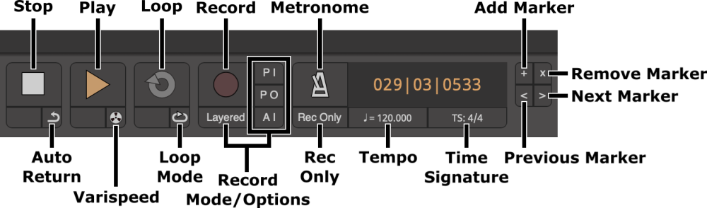 Transport Toolbar - Mixbus - 11