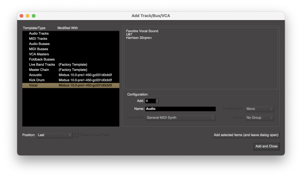 Track Templates - Mixbus - 10