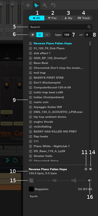 Sample browser - Audiotool User Manual - Flash