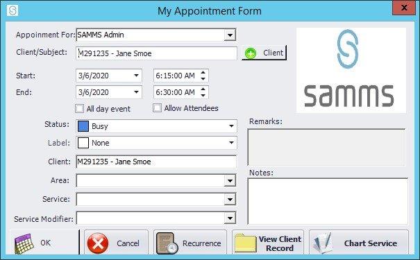 Scheduling the Intake Appointment - SAMMS - 1