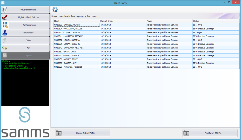 Checking Batch Eligibility Results - SAMMS - 1