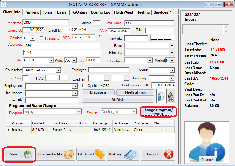 Readmitting a Client and Duplicate MRN’s - SAMMS - 1