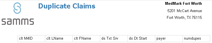 Duplicate Claims - SAMMS - 1