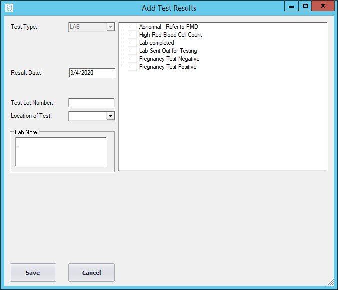 Adding Lab Results - SAMMS - 1