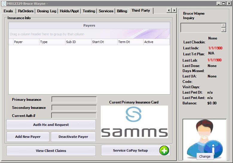 Entering Third Party Payer Information - SAMMS - 1
