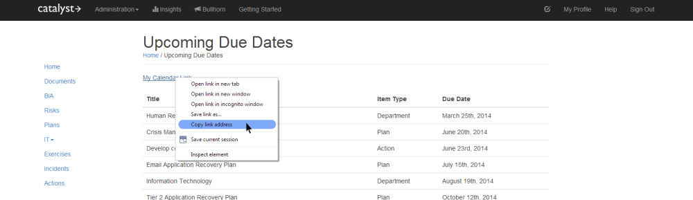 Subscribe to the Upcoming Due Dates feed via Outlook - Catalyst ...