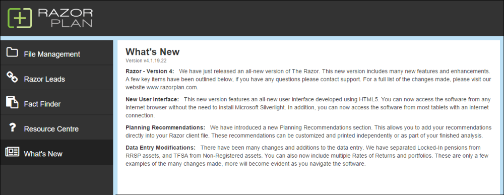 What’s New - RazorPlan User Guide - 1