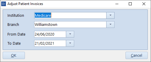 Adjust Patient Invoices - Optomate Touch - Version 1.0