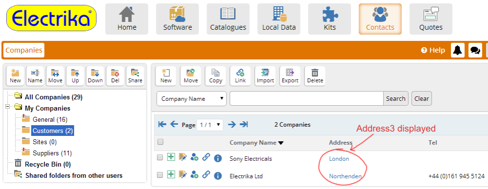 Setting up a default address column - User Guide - 1