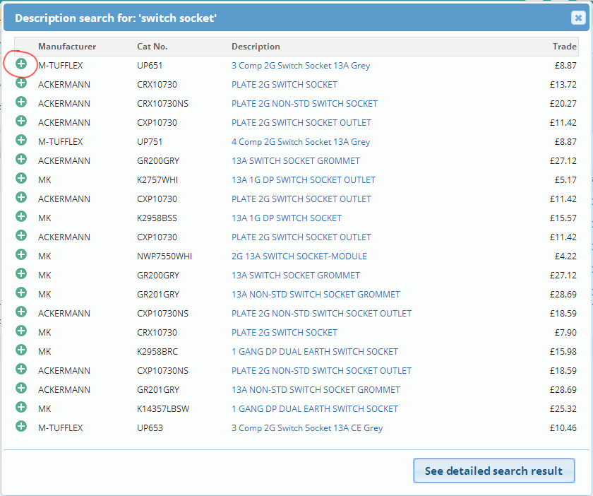 Searching for parts by description - User Guide - 1