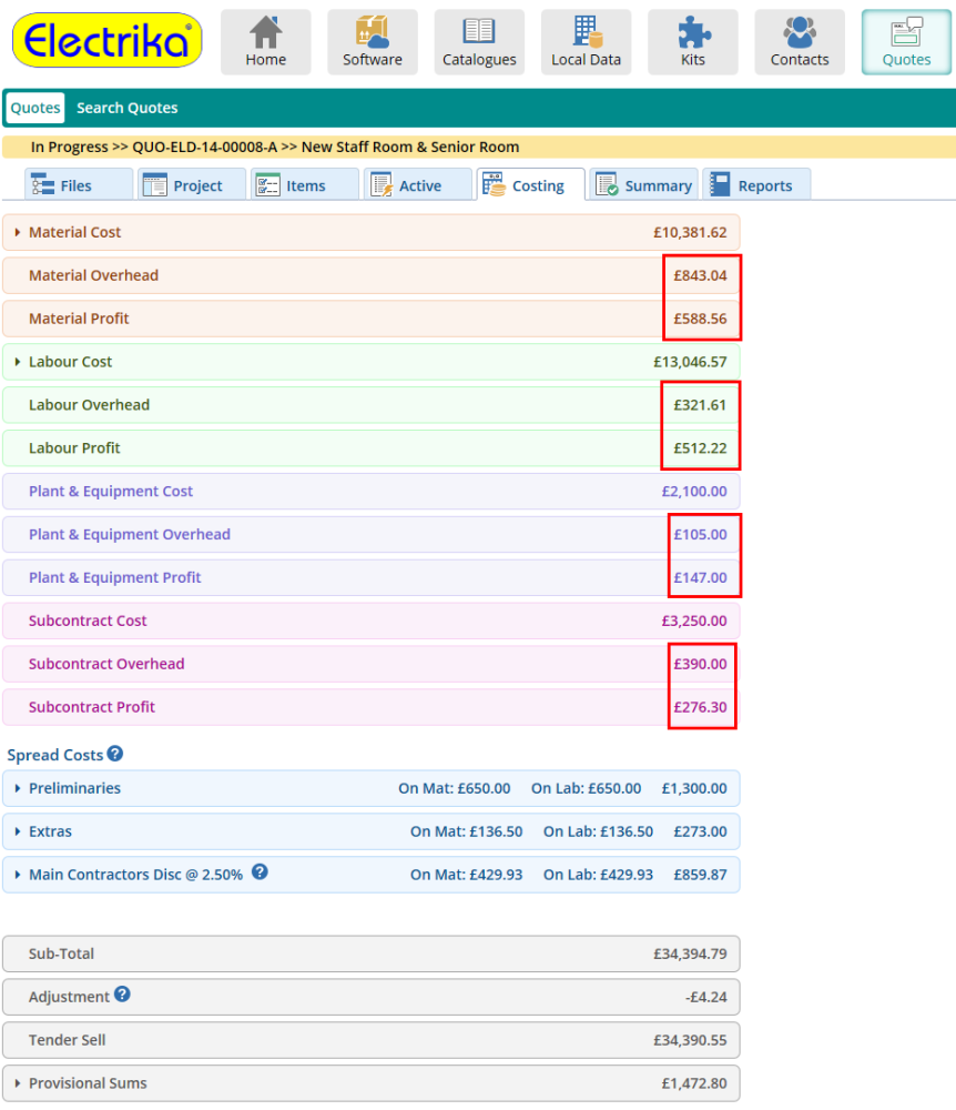 Overhead and profit - User Guide - 1
