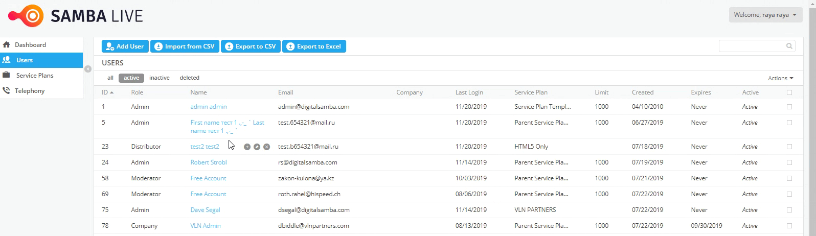 Assigning Service Plan Templates To Users Samba Live 1