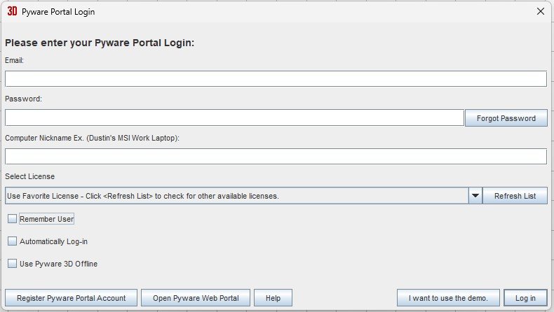 Log In to Pyware Portal - Pyware 3D User Guide - 11.0