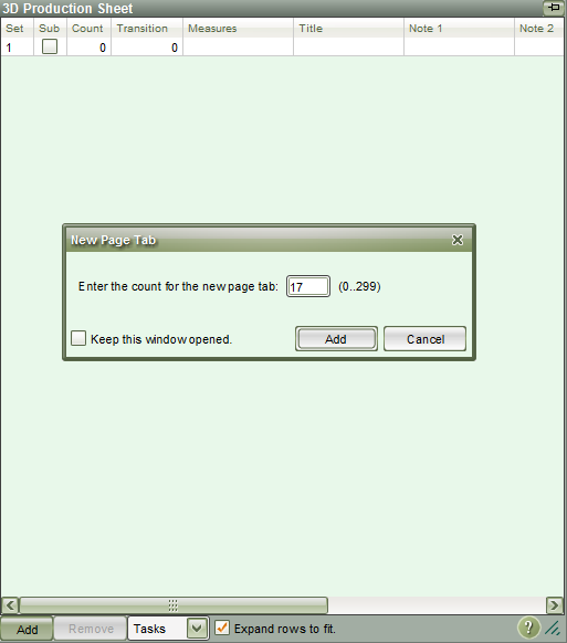Enter Information in the Production Sheet - Pyware 3D User Guide - 9.0