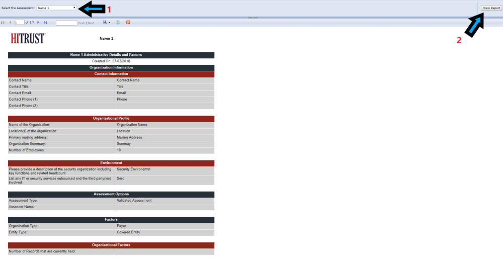 Administrative Details and Factors Report - MyCSF 2.0 - 1