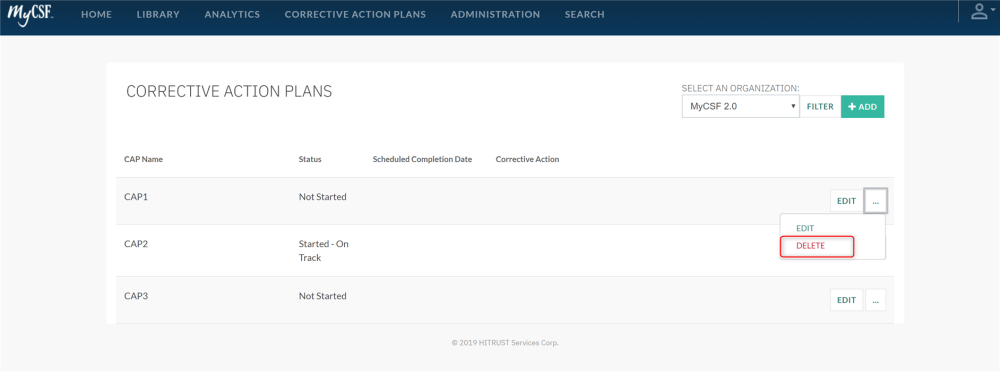 Deleting CAPs - MyCSF 2.0 - 1