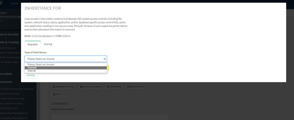 How To Create External Inheritance Requests by Requirement - MyCSF 2.0 - 1