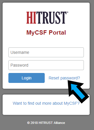 Resetting Your Password - HITRUST Assessment Exchange Manager - 1