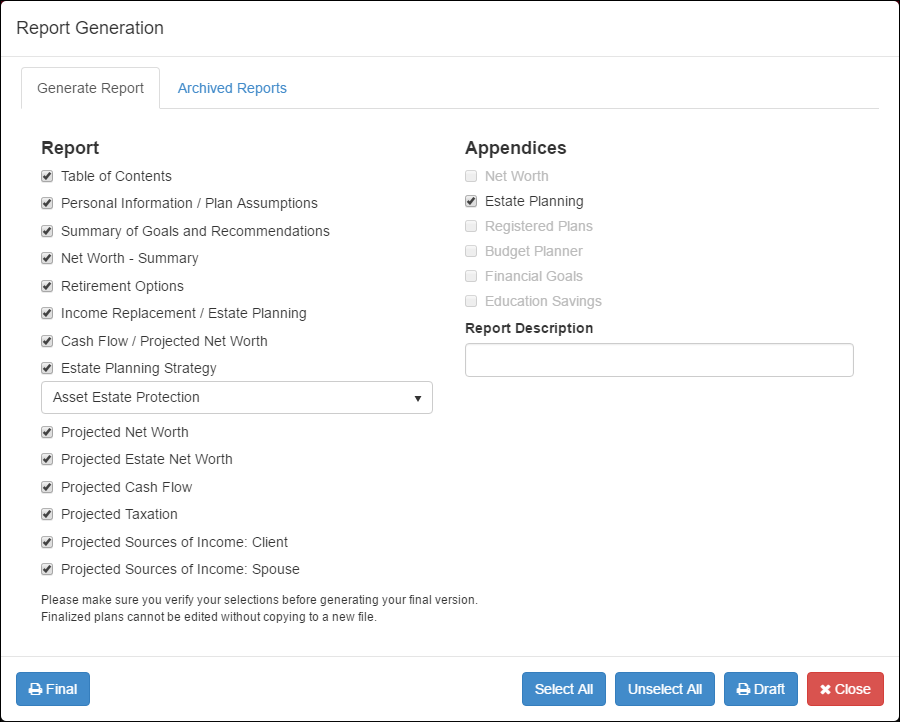 Generate Report - RazorPlan User Guide - 3