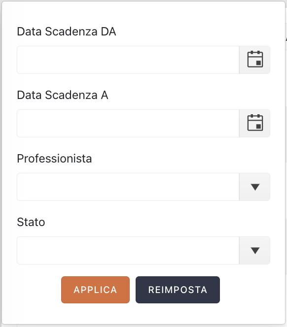 Filtri di ricerca - Pactum - Manuale Pactum
