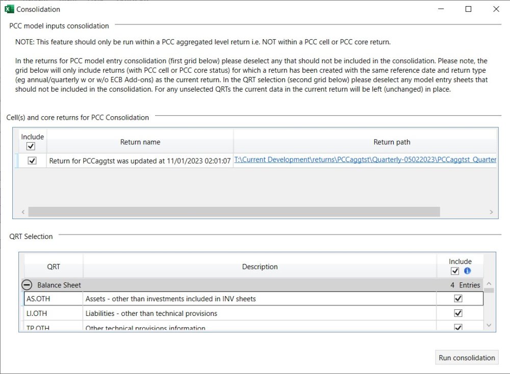 Model entry PCC consolidation - User Guide - Current Version