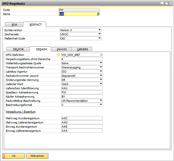 Einrichtung VDA4987 an VW - Automotive.One - 3.6