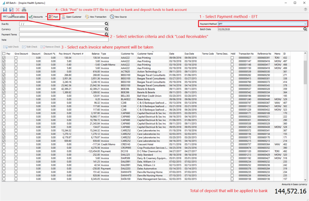 Batch Receivables – & EFT - Spire User Manual - 3.7