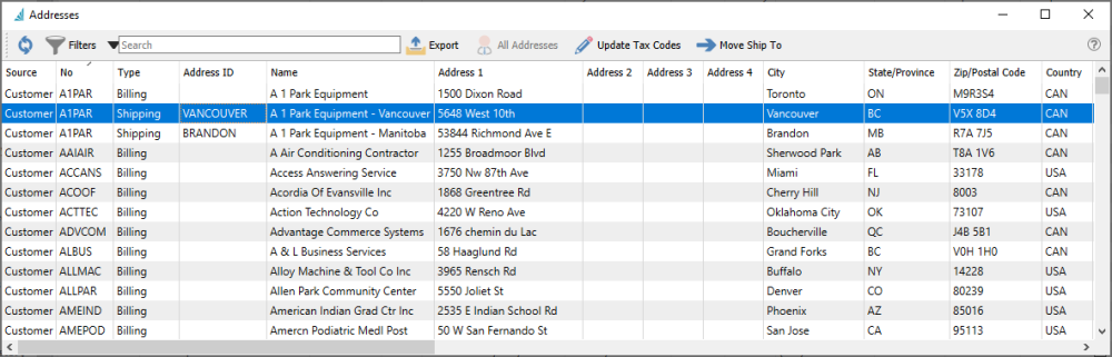 Customer Addresses - Spire User Manual - 3.13