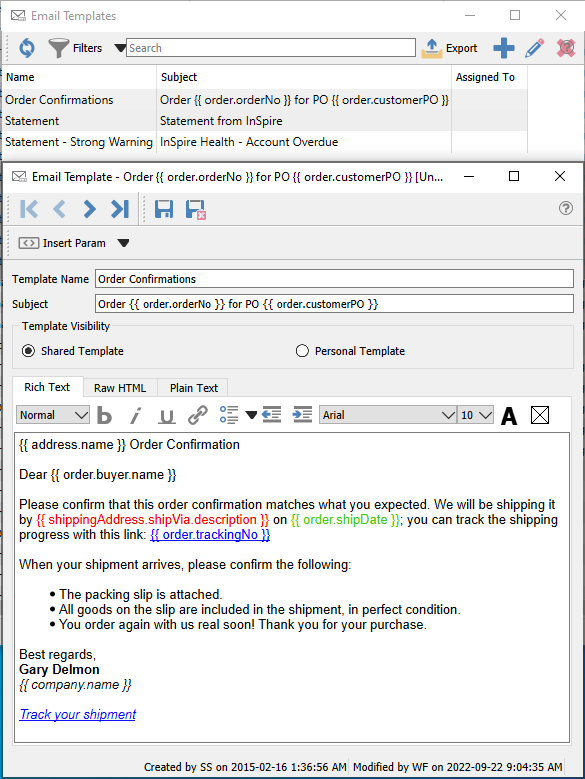 Email Templates - Spire User Manual - 3.10