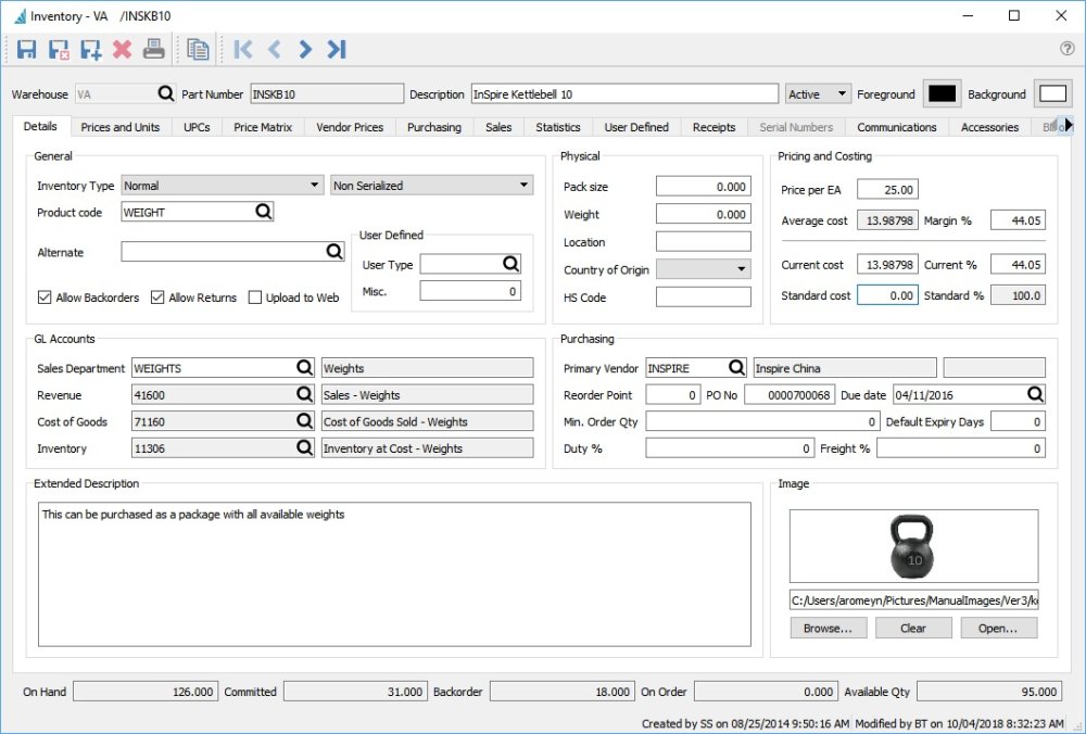 Inventory Details - Spire User Manual - 3.0