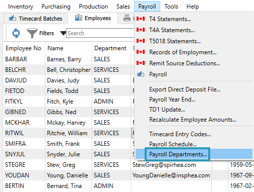 Payroll Departments - Spire User Manual - 3.12