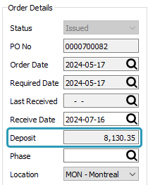 Purchase Deposits - Spire User Manual - 3.12