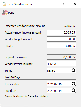 Purchase Deposits - Spire User Manual - 3.13