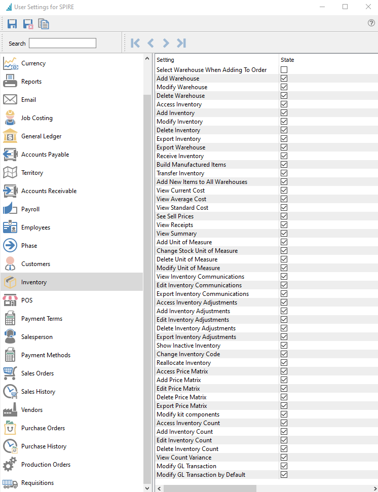 Inventory - Spire User Manual - 3.6