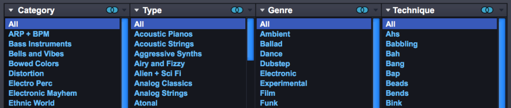Browser Filters - Omnisphere 2 - 2.8