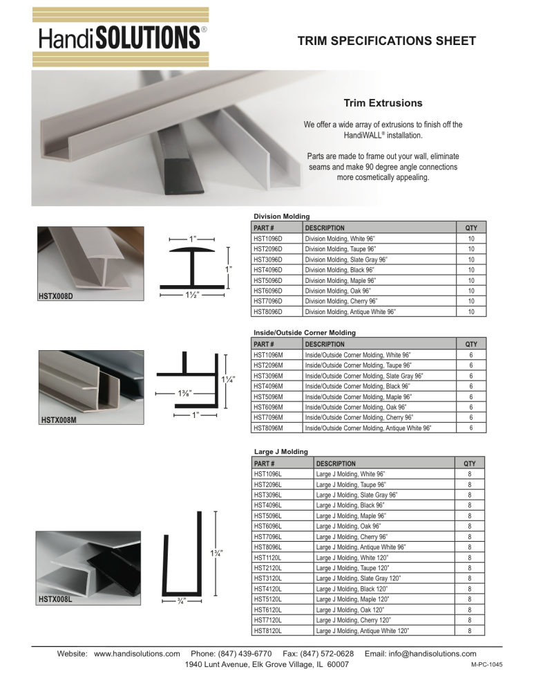 Trim Spec Sheet - Installation Manual - 1